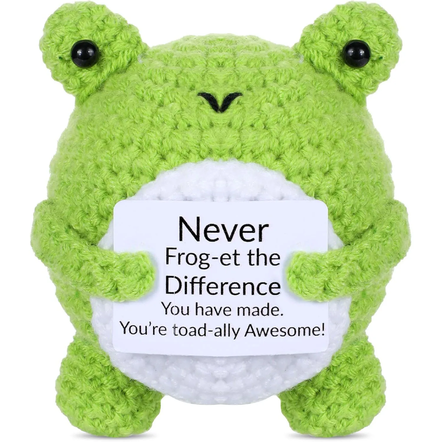 Funny Crochet Emotional Support Frog Doll With Card Desktop Ornament ...