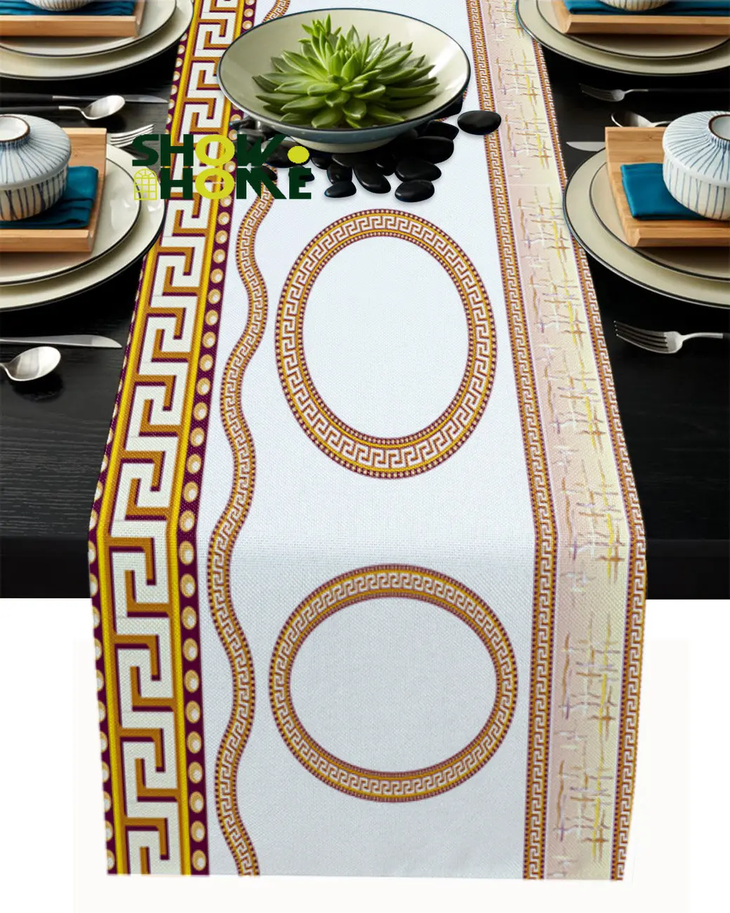 Greek-Ethnic-Circle-Geometric-Luxury-Table-Runner-for-Wedding-Birthday ...