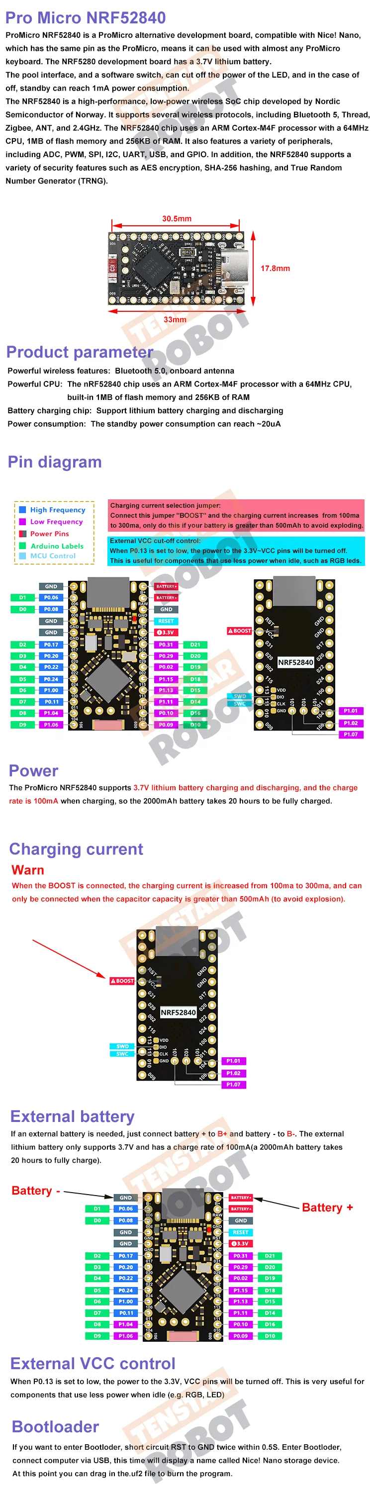 Макетная плата NRF52840 TENSTAR ROBOT | AliExpress