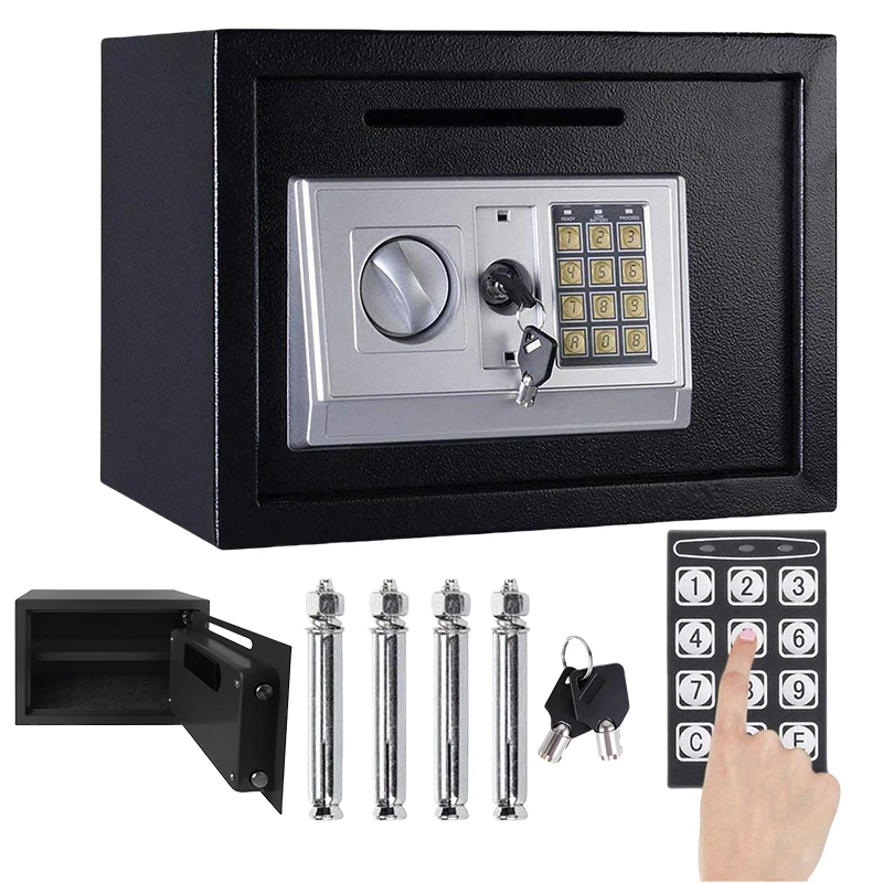 Fireproof and waterproof steel lock safe with key and electronic keypad ...