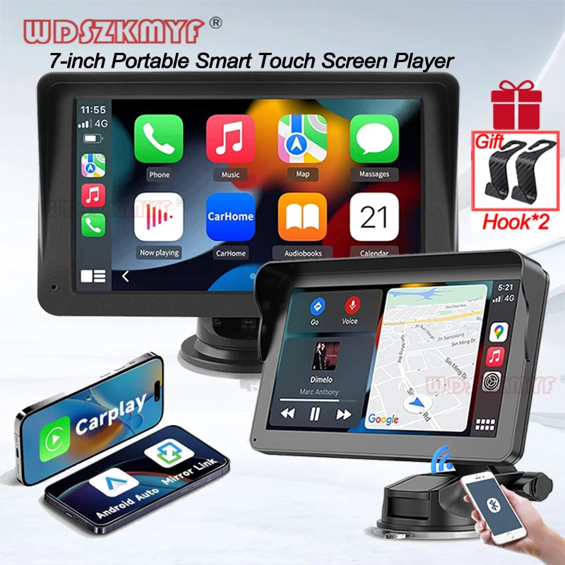 7inch-Touch-Screen-Portable-Car-Monitor-Wireless-Carplay-Android-Auto ...