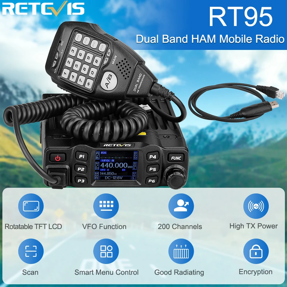 Retevis Rt95 Car Radio With Screen Ham Car Mobile Radio Station ...