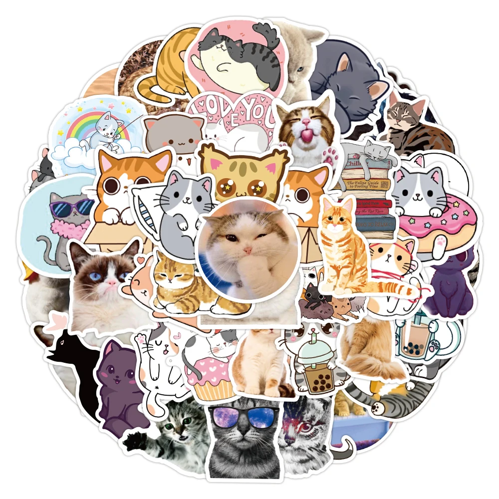 귀여운 고양이 스티커 비닐 방수 재밌는 고양이 데칼 물병 노트북 스케이트보드 스크랩북 수하물 어린이 장난감 100 개가방