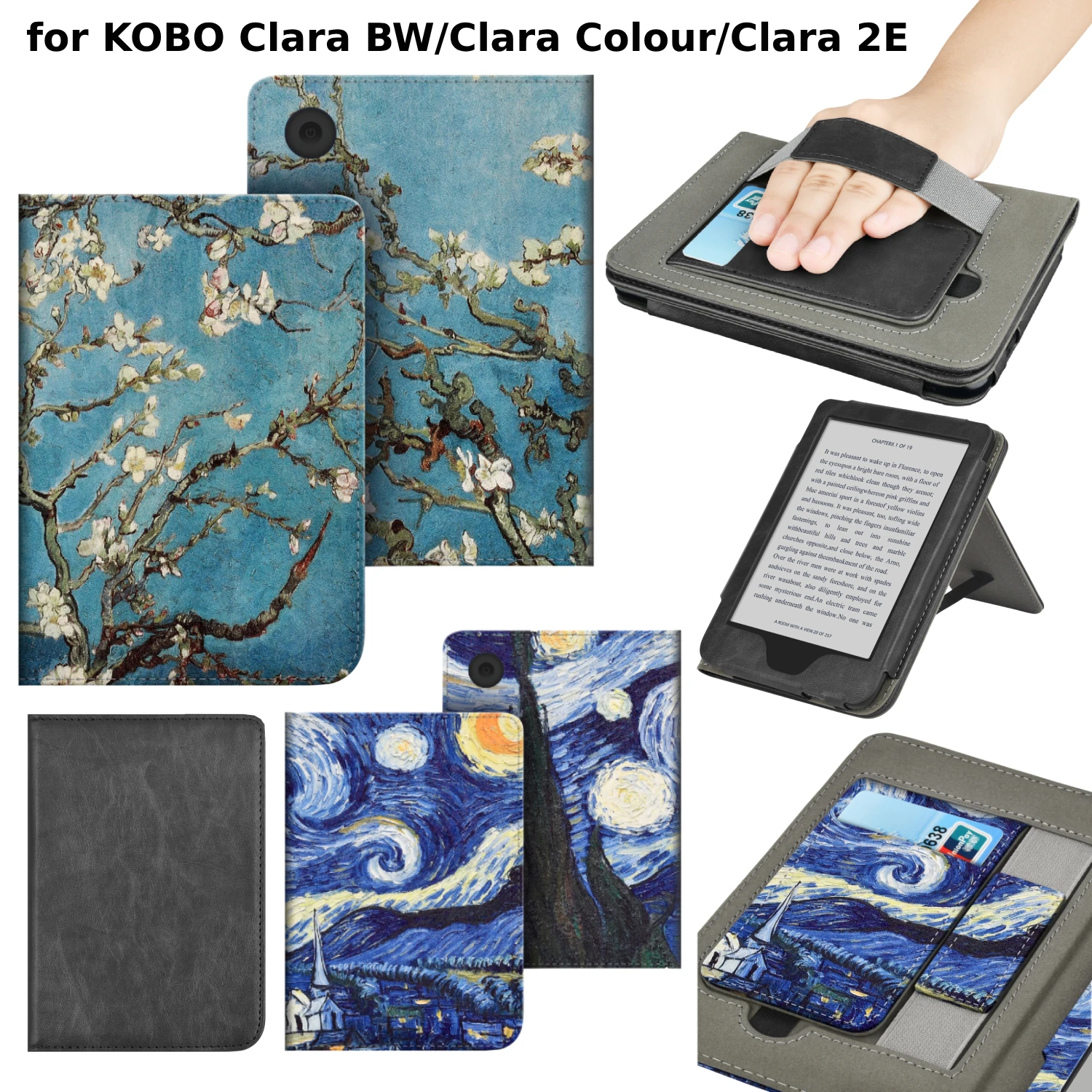 For-Kobo-Clara-BW-Colour-2E-Case-with-Hand-Strap-Stand-Holder-Card-Slot ...