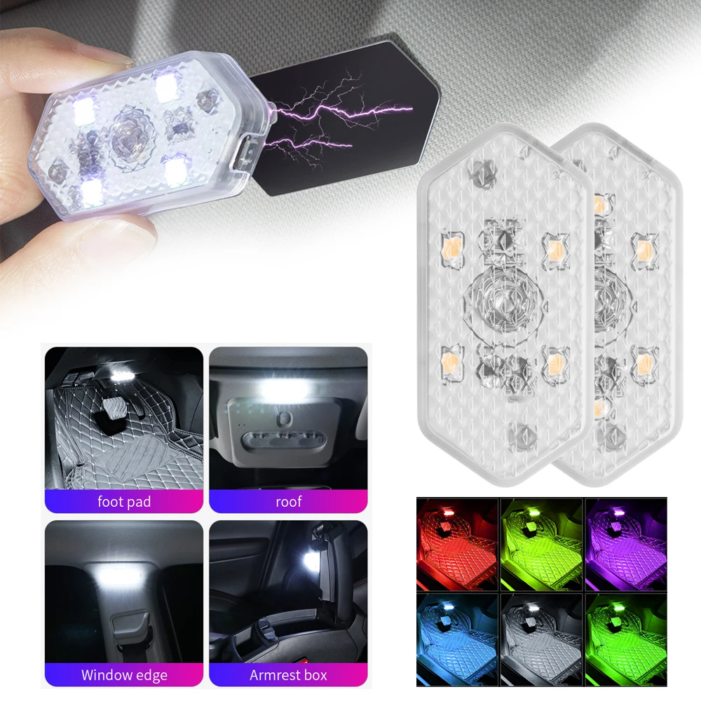 Multi Color Car Lights Wireless LED Touch Light Roof Ceiling Sensor ...