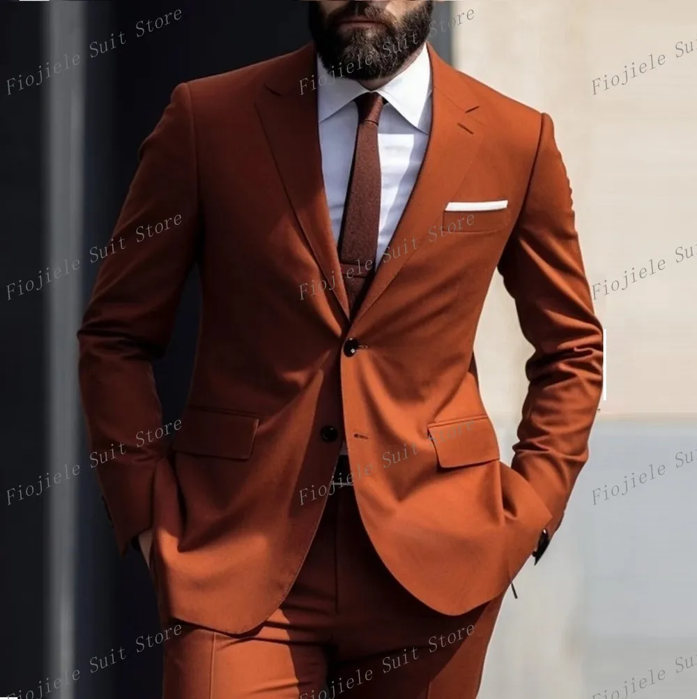 Dark-Orange-Men-Formal-Occasion-Tuxedos-Business-Suit-Groom-Groomsman ...