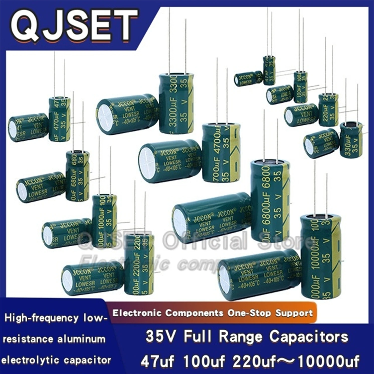 2-50pcs JCCON Capacitor 35V 47/100/220/330/470/680/1500/2200/3300/4700 ...