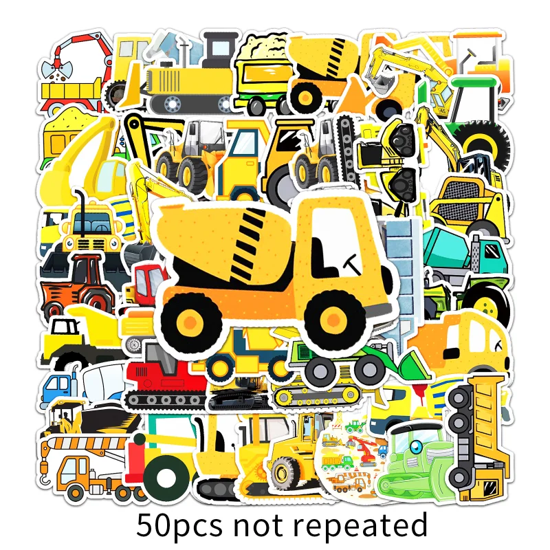 10-25-50pcs-Engineering-Car-Stickers-Cartoon-for-Teaching-Learning-DIY ...