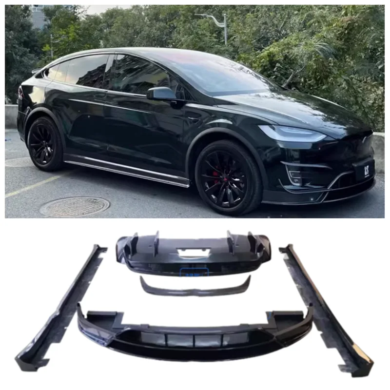 For-Tesla-Model-X-2016-2021-High-Quality-Carbon-Fiber-Bumper-Front-Lip ...