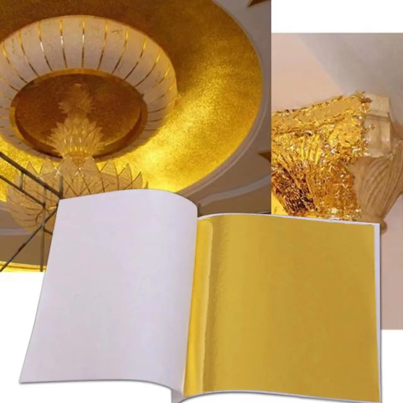 Aomily-9x9cm-100-Sheets-Practical-K-Pure-Shiny-Gold-Leaf-for-Gilding ...