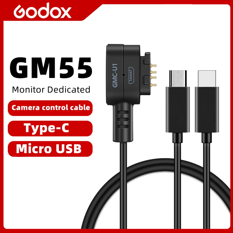 Godox Kamera USB Kabel Kontrol GMC-U1 Micro USB/GMC-U3 Tipe-C Didedikasikan untuk GM55 Monitor