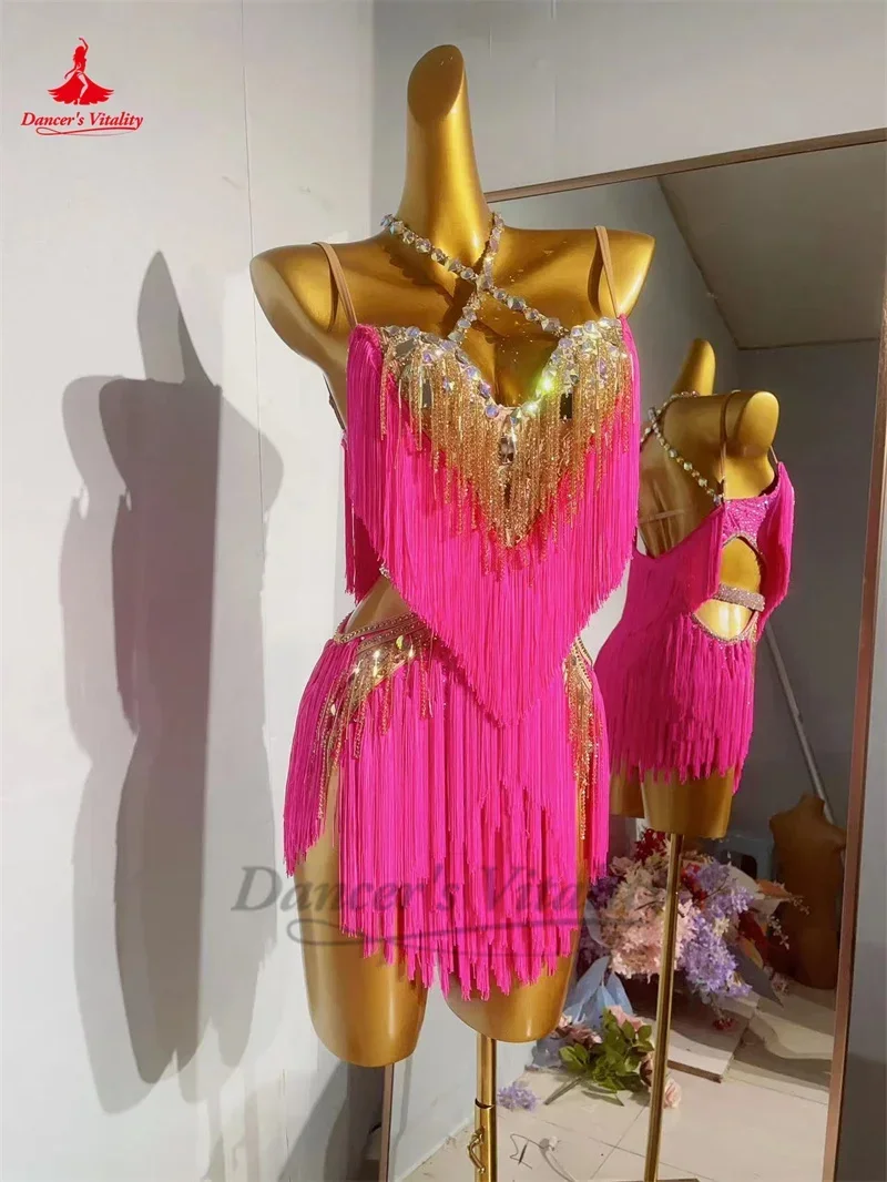 Latin-Dance-Fringe-Dress-Women-Customsized-Senior-AB-Stones-Performance ...