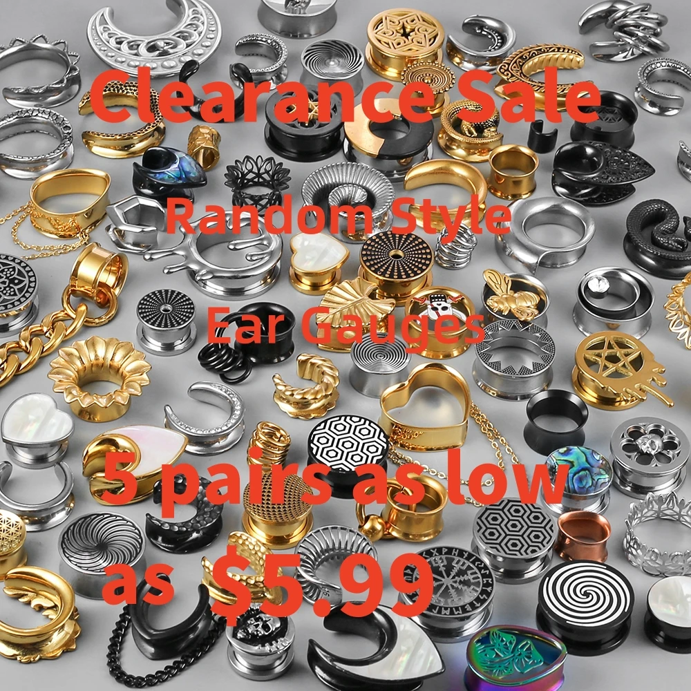 Twolobes-5-Pairs-Ear-Gauges-Plugs-Tunnels-316-Stainless-Steel-Piercing ...