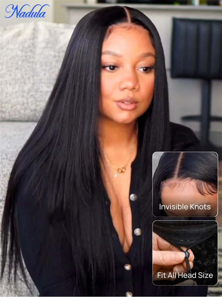 Nadula Drawstring Yaki Straight Glueless Wig Human Hair 7x5 Bye Bye ...