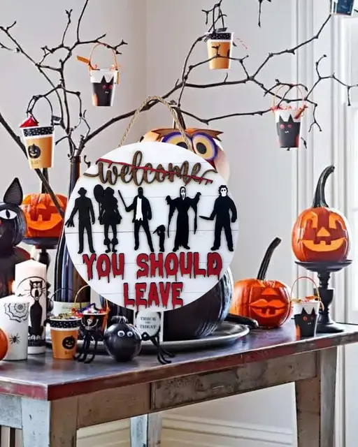 3D Horror Welcome Sign for Front Door Halloween Horror Classic Movie ...