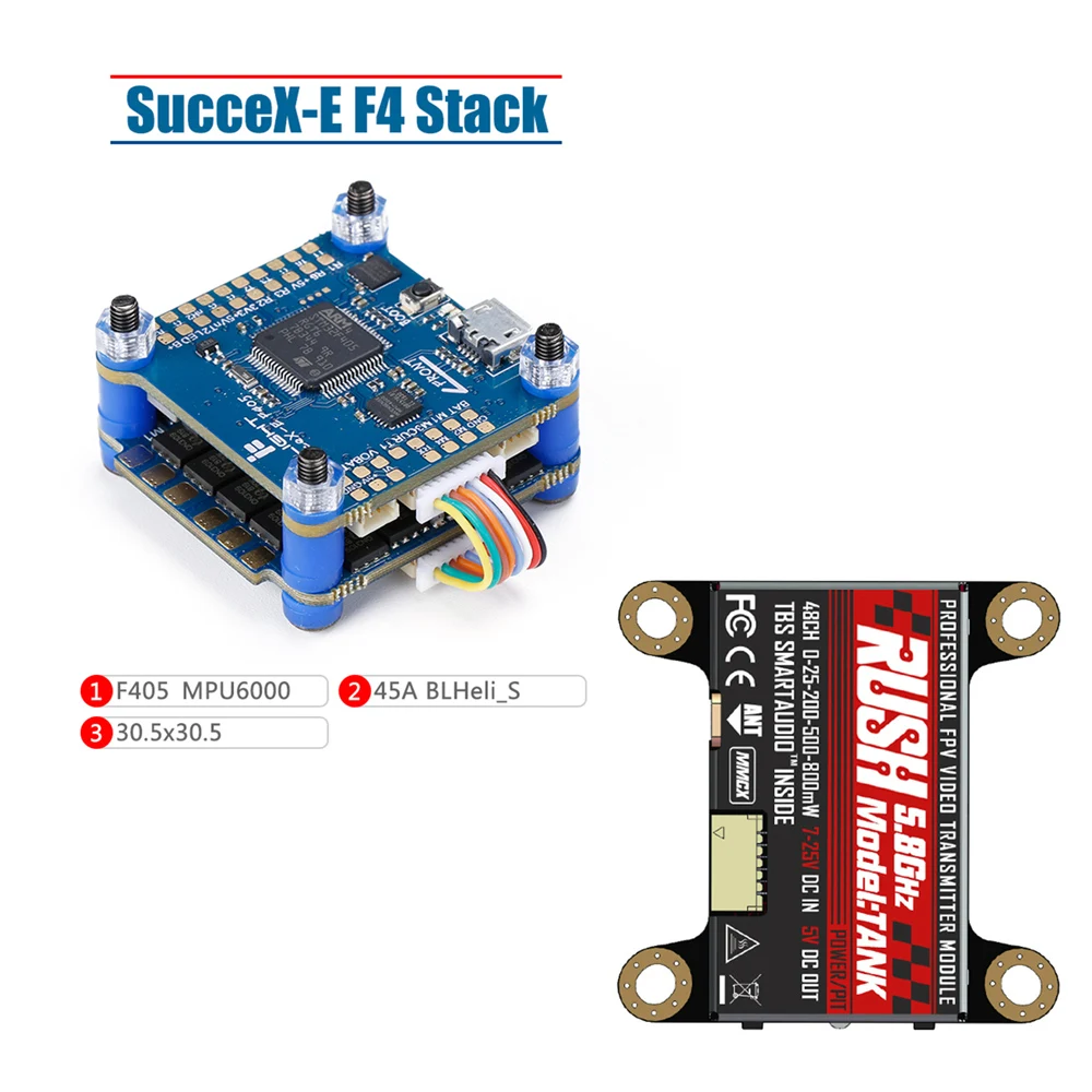 러시 탱크 800mW VTX IFlight SucceX E F4 Stack F405 V2.1 비행 컨트롤러 OSD 45A ...