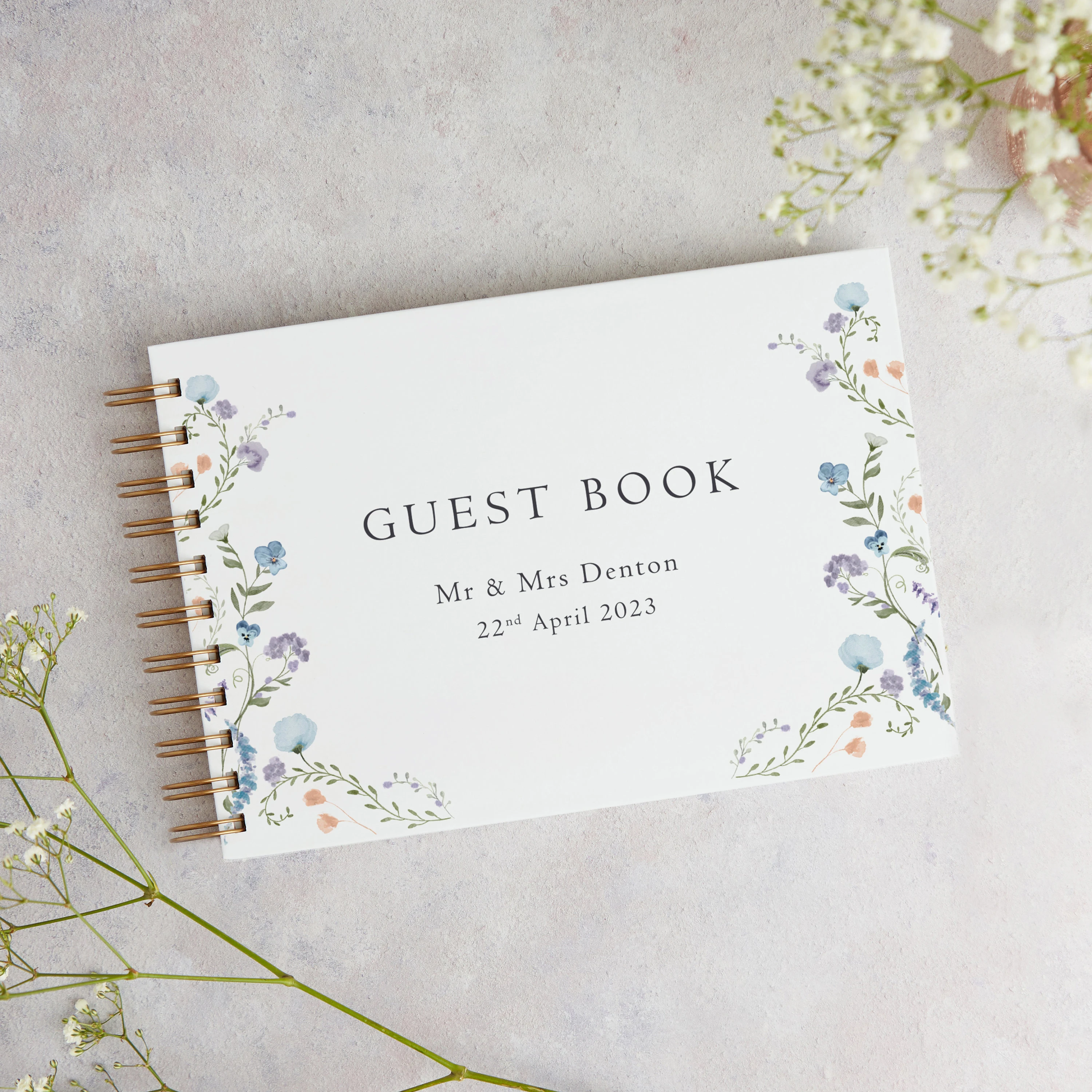 Personalized-Wedding-Guestbook-A4-A5-Flowers-Signing-Book-Weddings ...