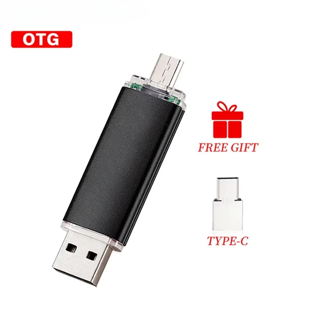 Black OTG 2 in 1 USB Flash Drive 128GB Memory Stick 64GB Free gift TYPE ...