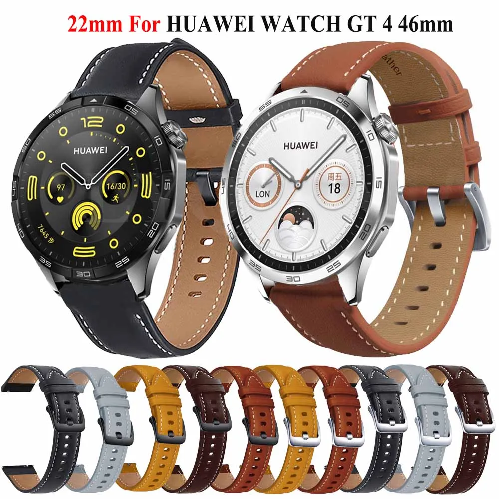 New-22mm-Leather-Watch-Strap-for-Huawei-Watch-GT-4-46mm-Replacement ...