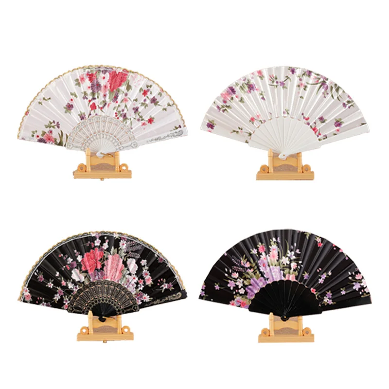 Hand-Fan-Foldable-Black-White-Plastic-Fan-Wedding-Party-Dance-Flower ...