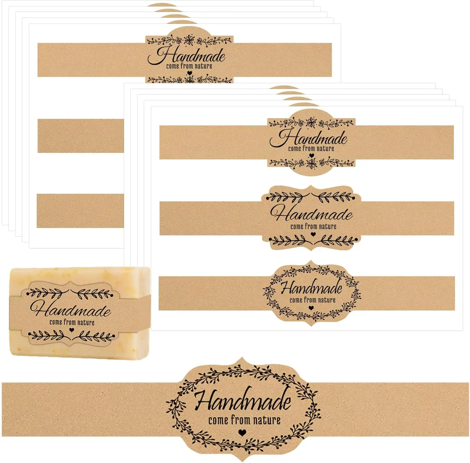 Brown Kraft Soap Labels 120pcs Handmade Soap Wrap Tags Paper Soap ...