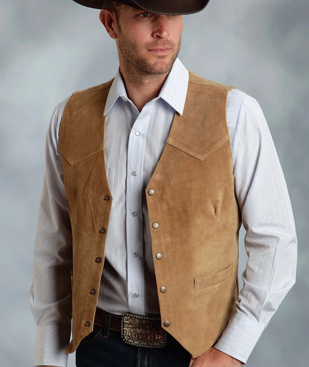 Brown-Vest-Men-s-Formal-Business-Suit-Suede-Waistcoat-Groomsmen-For ...