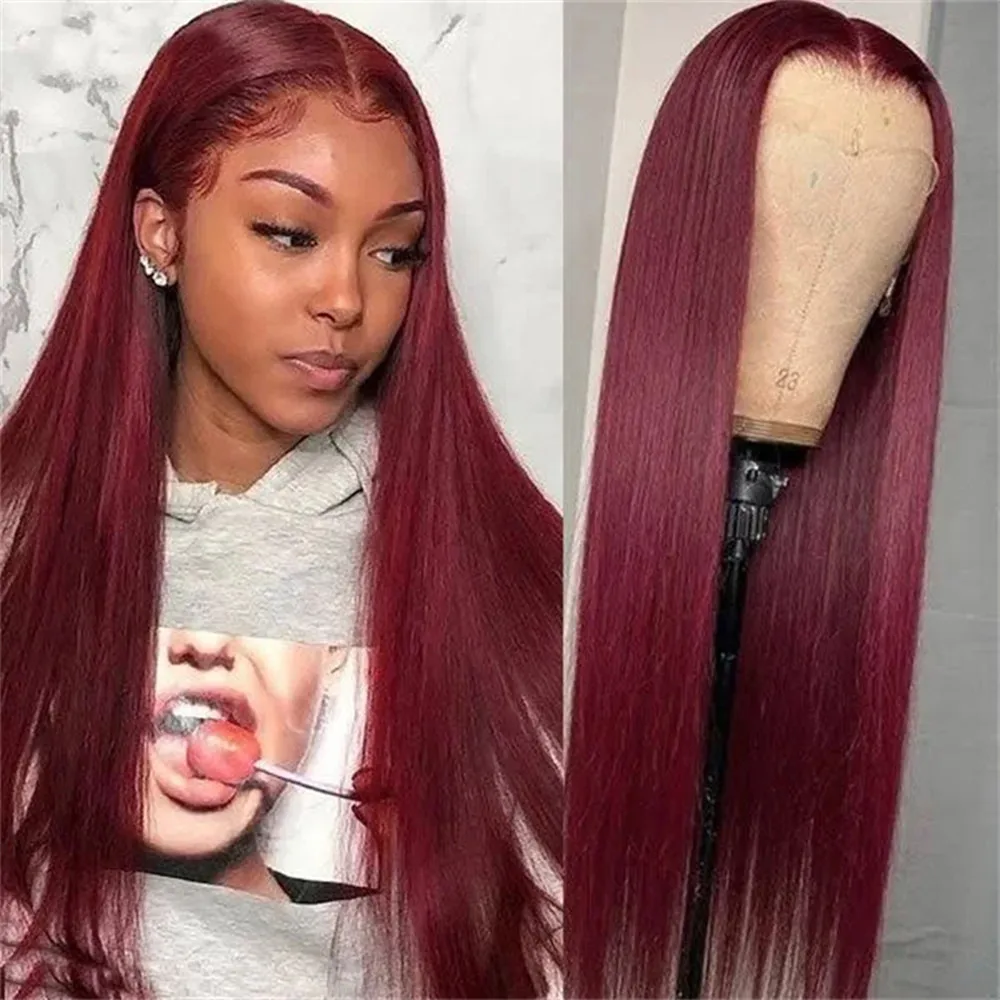 Burgundy-Lace-Wigs-for-Women-Synthetic-99J-Blonde-Lace-Wig-PrePlucked ...