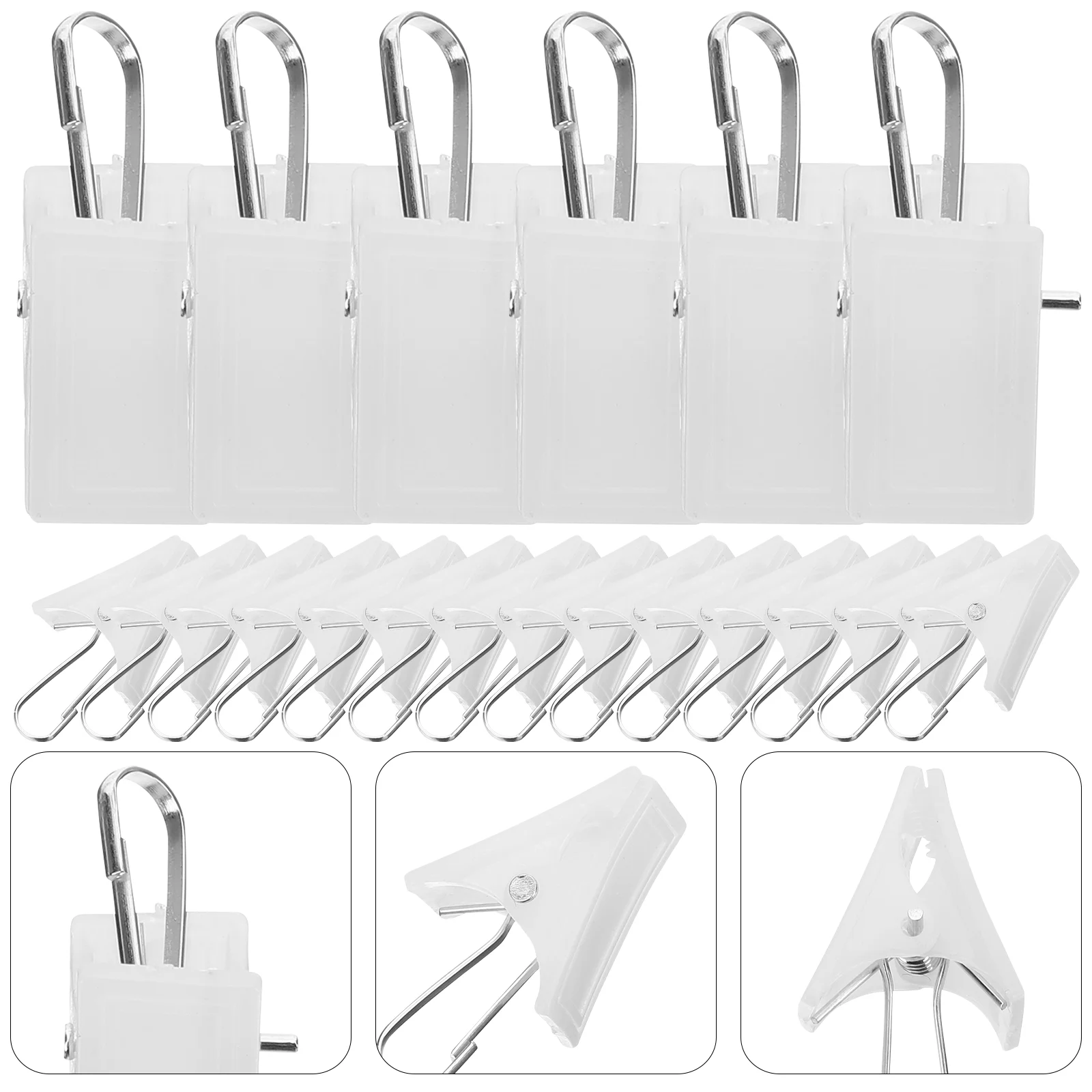 20-Pcs-Plastic-Curtain-Clip-Clips-with-Hooks-Rings-Photo-for-Hanging ...