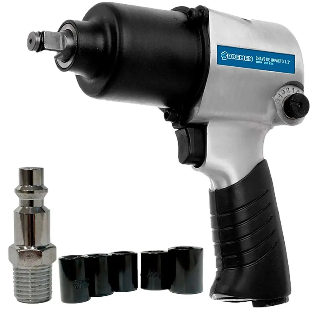 1/2 Pol Pneumatic Impact Wrench 680NM Twin Hammer With 5 Sockets 8786 ...