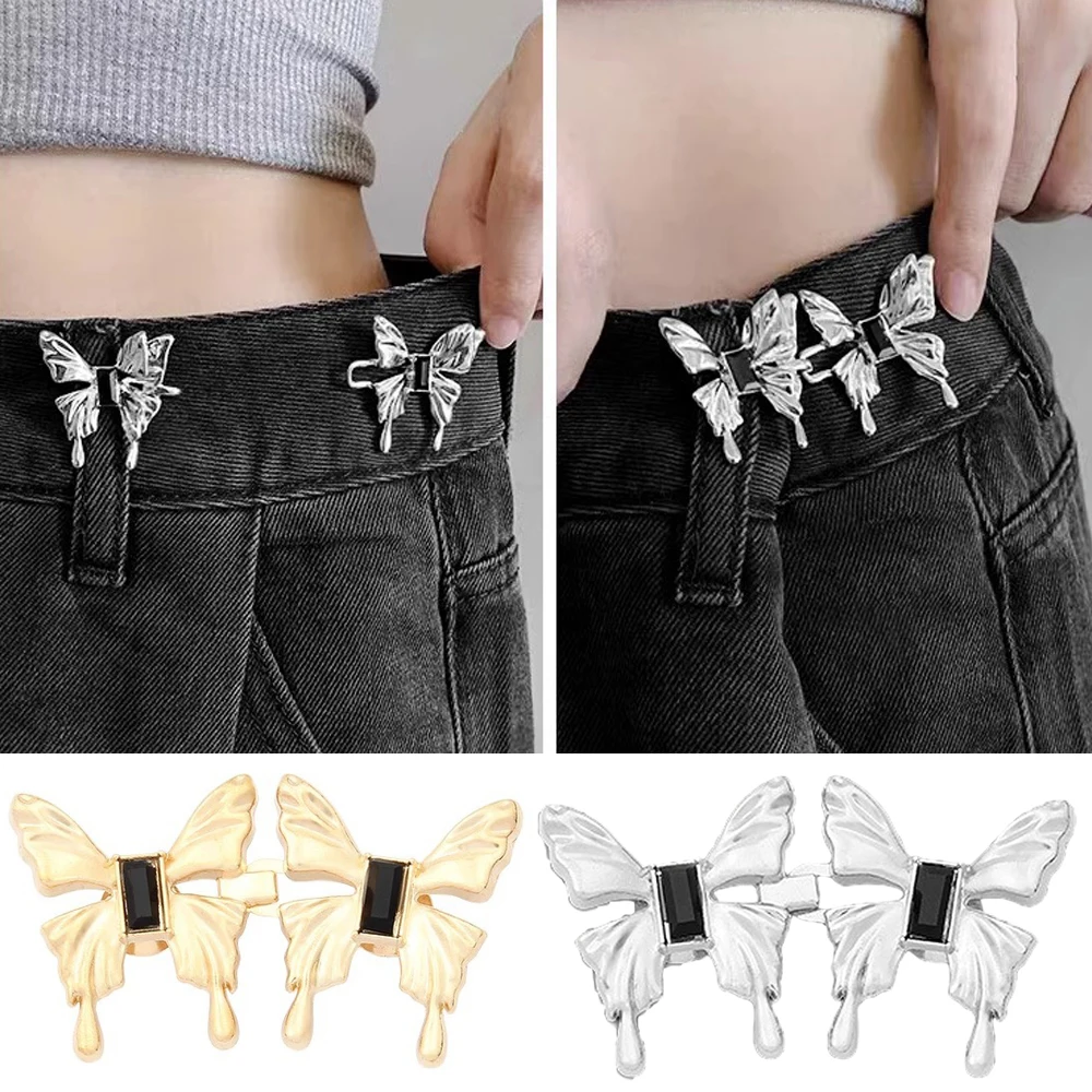Adjustable-Fashion-Butterfly-Button-Fixed-Tightening-Pins-Waist-Buckle ...
