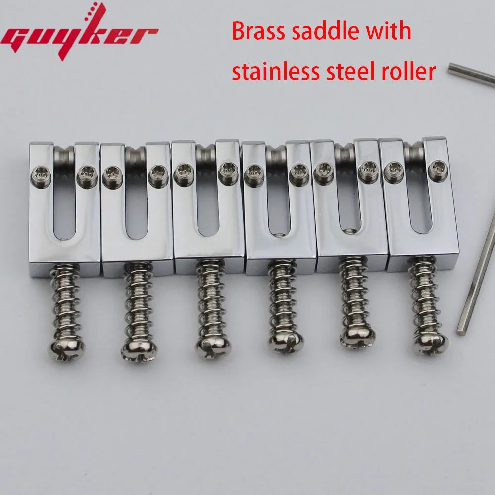 1 Set 10.5mm Stainless Steel Roller Brass Saddle Electric Guitar ...