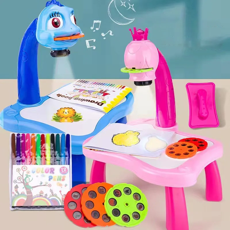 Children Led Projector Art Drawing Table Toys Kids Painting Board Desk ...