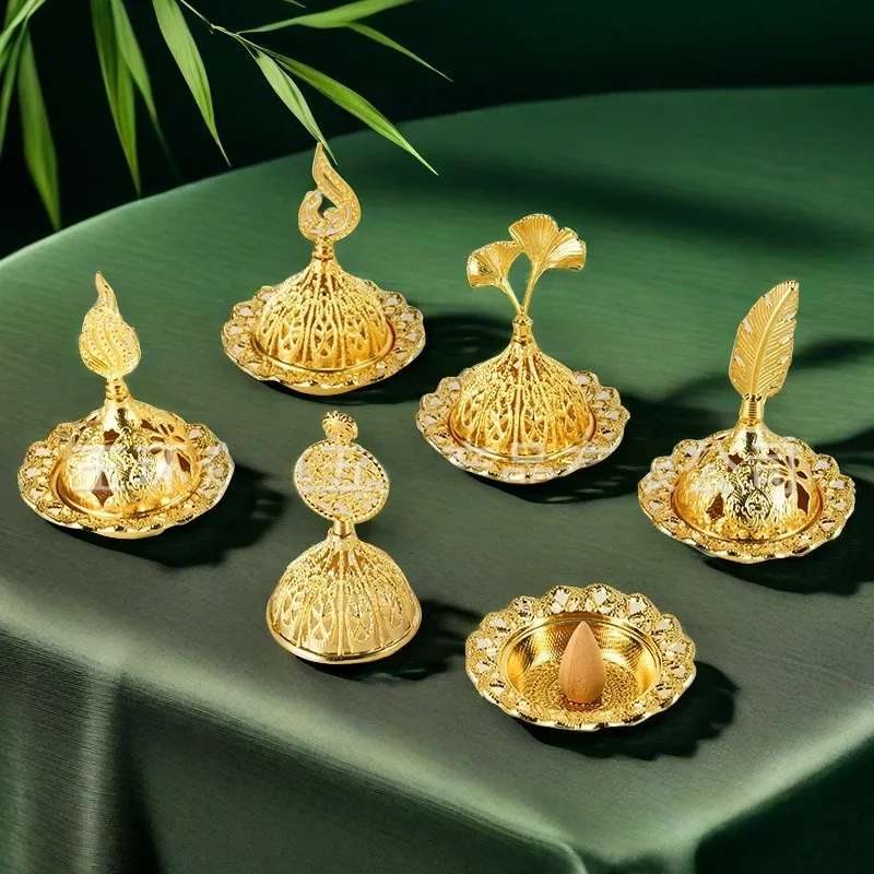 Arabic Incense Burner - Golden Mideast Censer for Home, Mini Tower ...