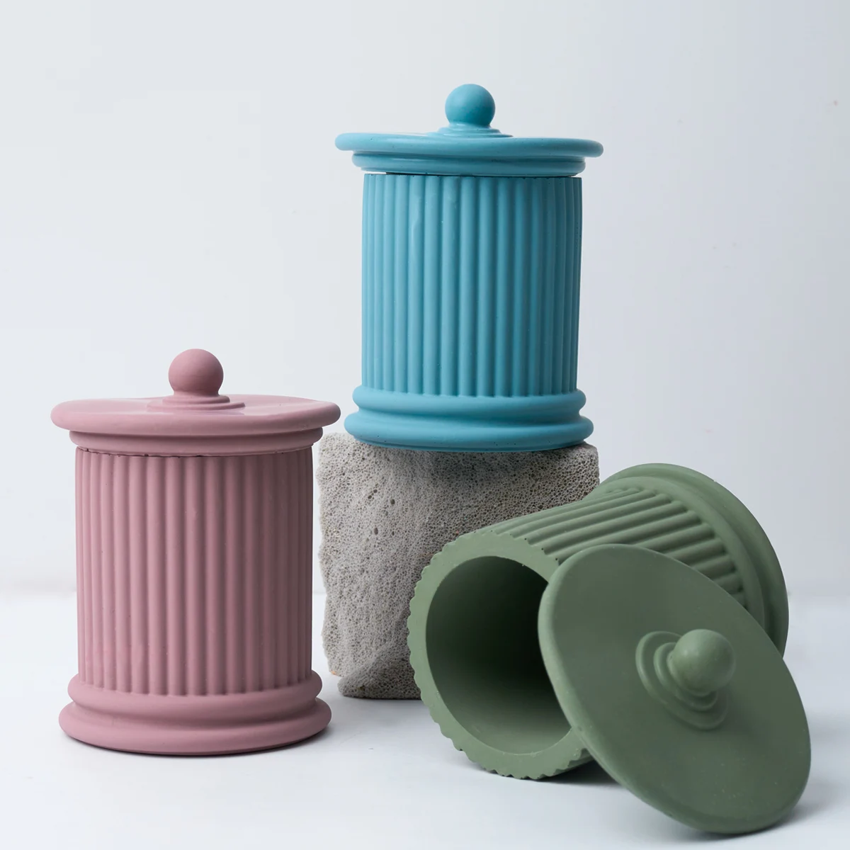 Round-Stripe-Candle-Jar-Silicone-Mold-DIY-Handmade-Roman-Column-Storage ...