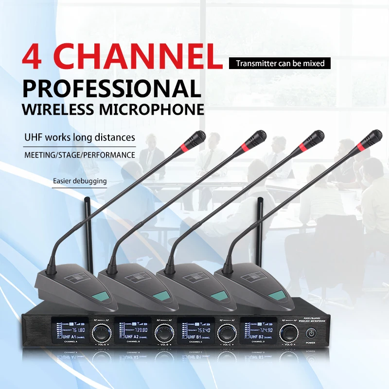 EPXCM-New-Arrival-4-Channels-Wireless-Desktop-Microphones-Professional ...