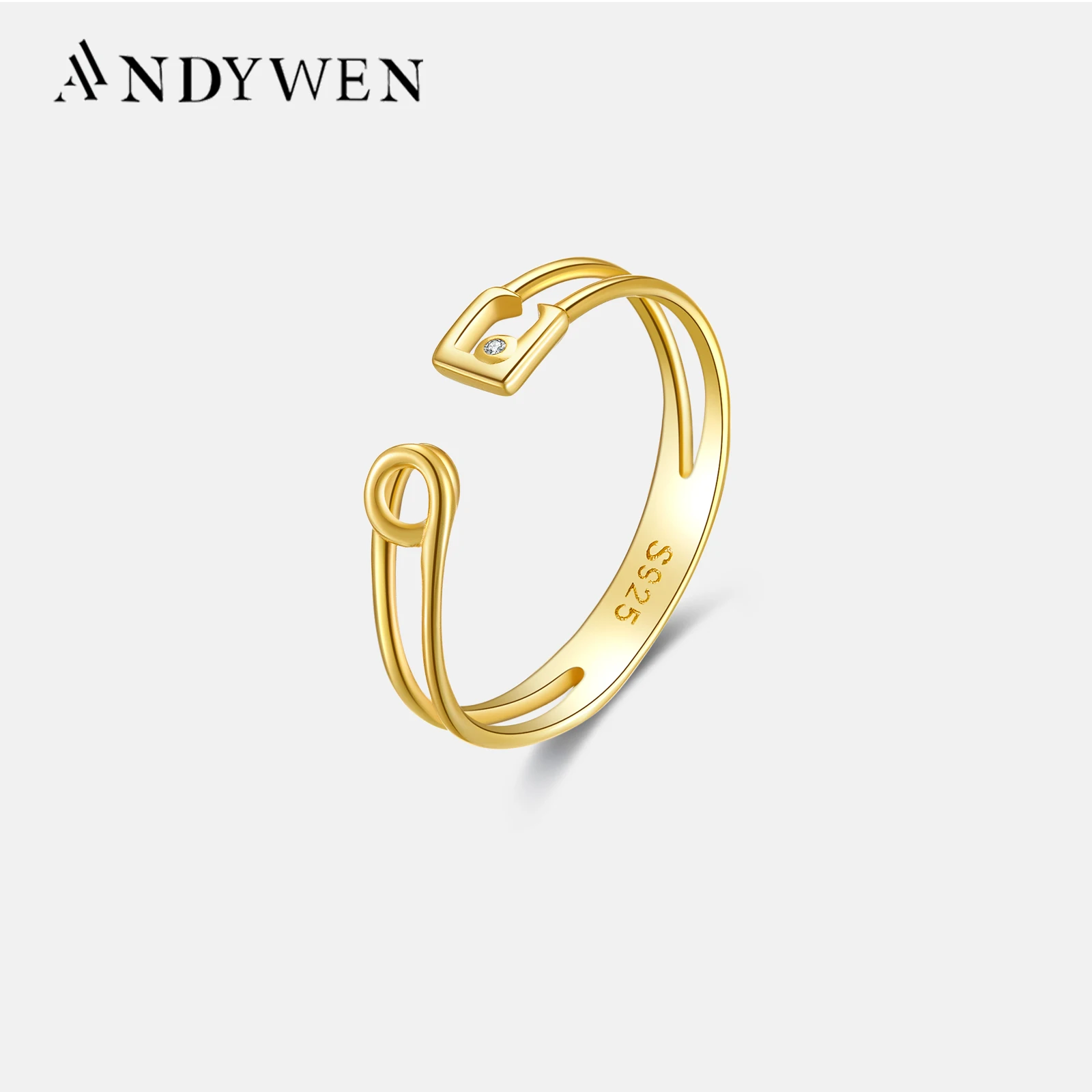 ANDYWEN-Women-925-Sterling-Silver-Adjustable-Open-Ring-2024-Simple ...