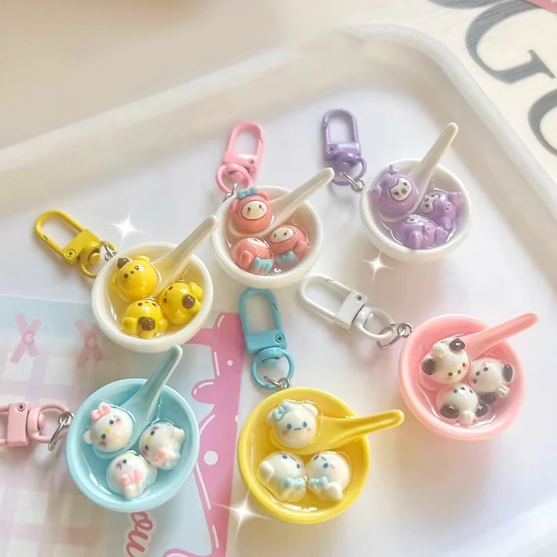 Rice-Ball-Bowl-Keychain-Kuromi-Melody-Pochacco-Cinnamoroll-Pendant-Key ...