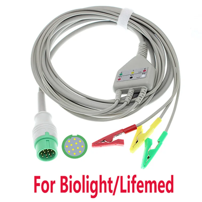 ECG-EKG-3-5-Lead-One-Piece-Cable-and-Electrode-Leadwire-for-Biolight ...