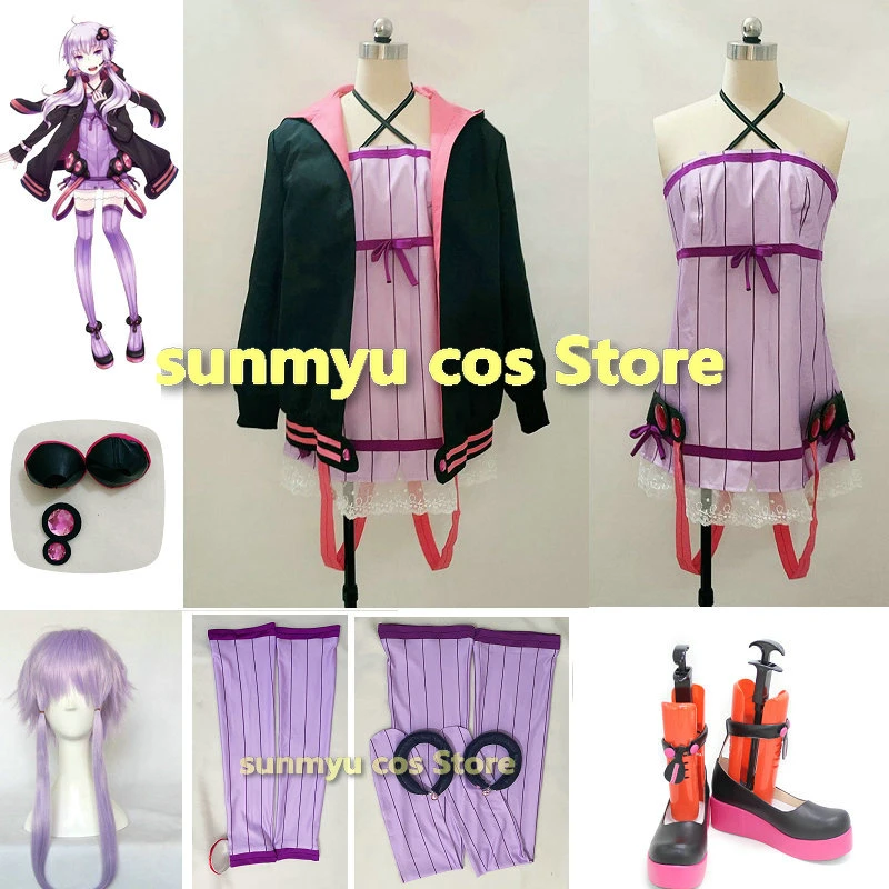VOICEROID Yuzuki Yukari disfraz de Cosplay, vestido púrpura, conjunto ...