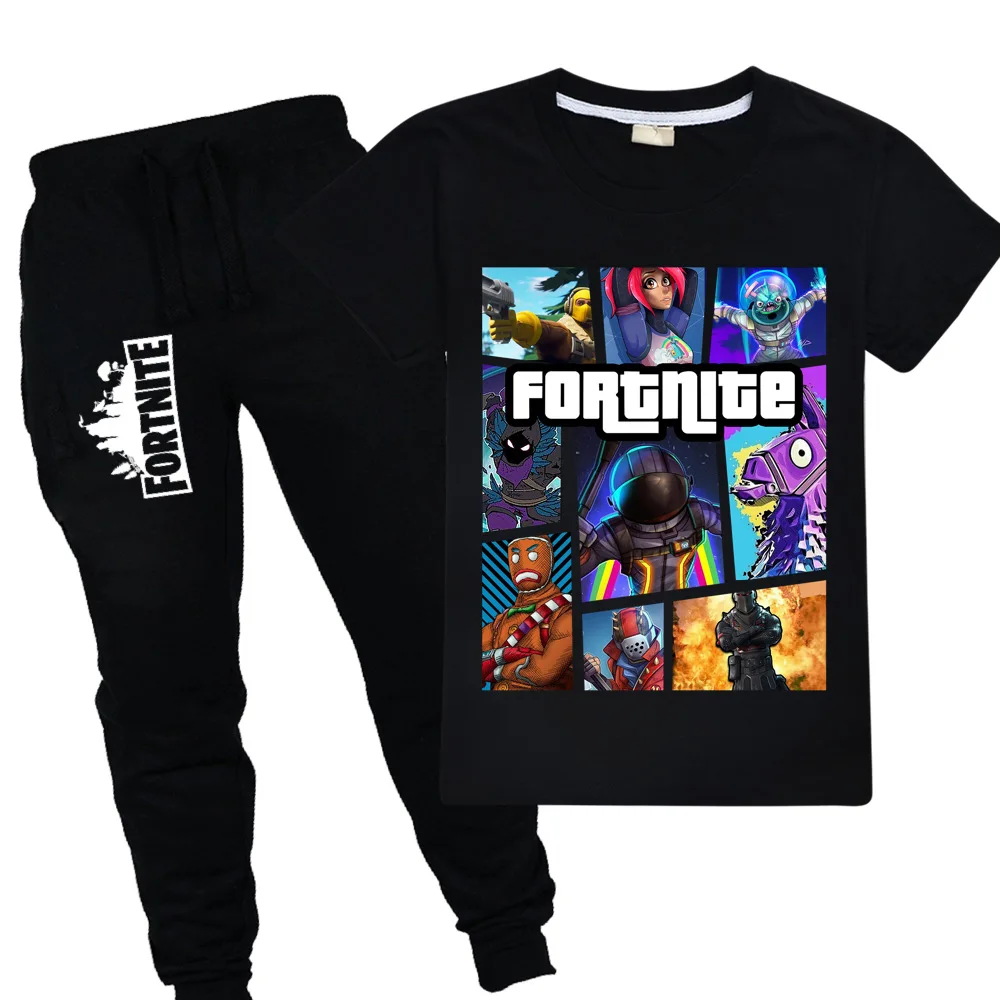 New Summer Boy Clothes Suit Children Fashion FORTNITE Print T-Shirt ...