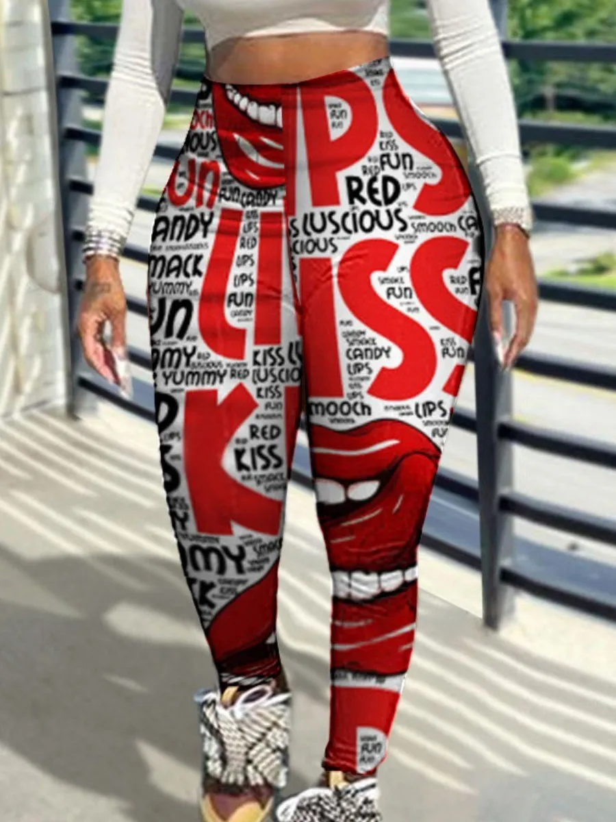 LW-Plus-Size-Kiss-Lip-Letter-Print-Leggings-Women-Sport-Leggings-High ...