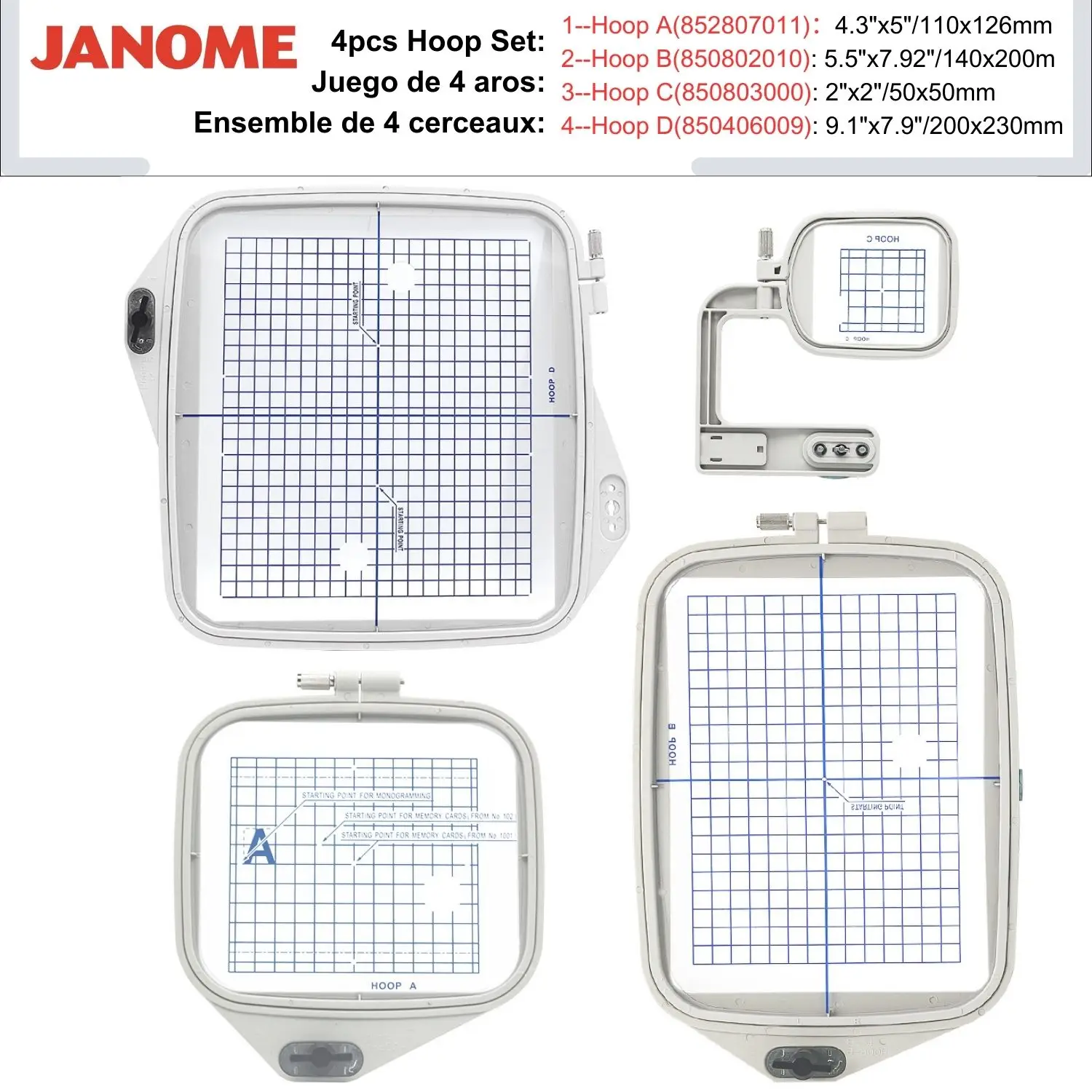 Embroidery-Hoop-for-Janome-MC-350E-300E-9500-9700-Memory-Craft-Bernina ...