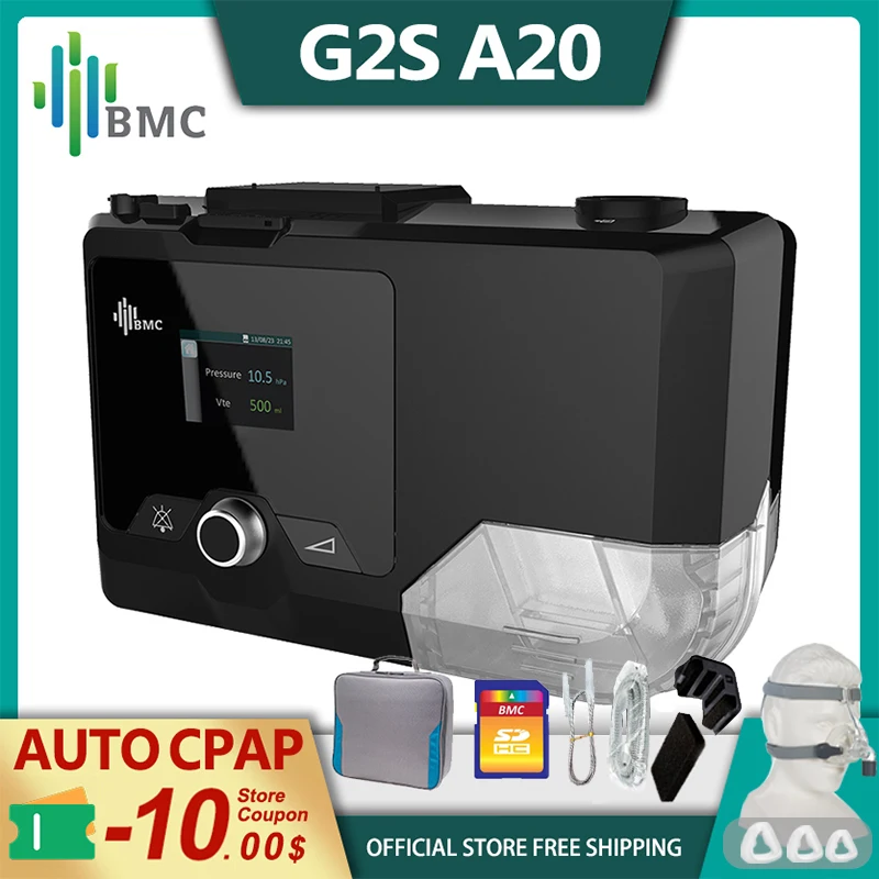 BMC 헬스케어 CPAP 자동 CPAP G2S C20 A20 휴대용 경량 CPAP 기계, 수면 코골이 무호흡증, 무료 마스크 ...