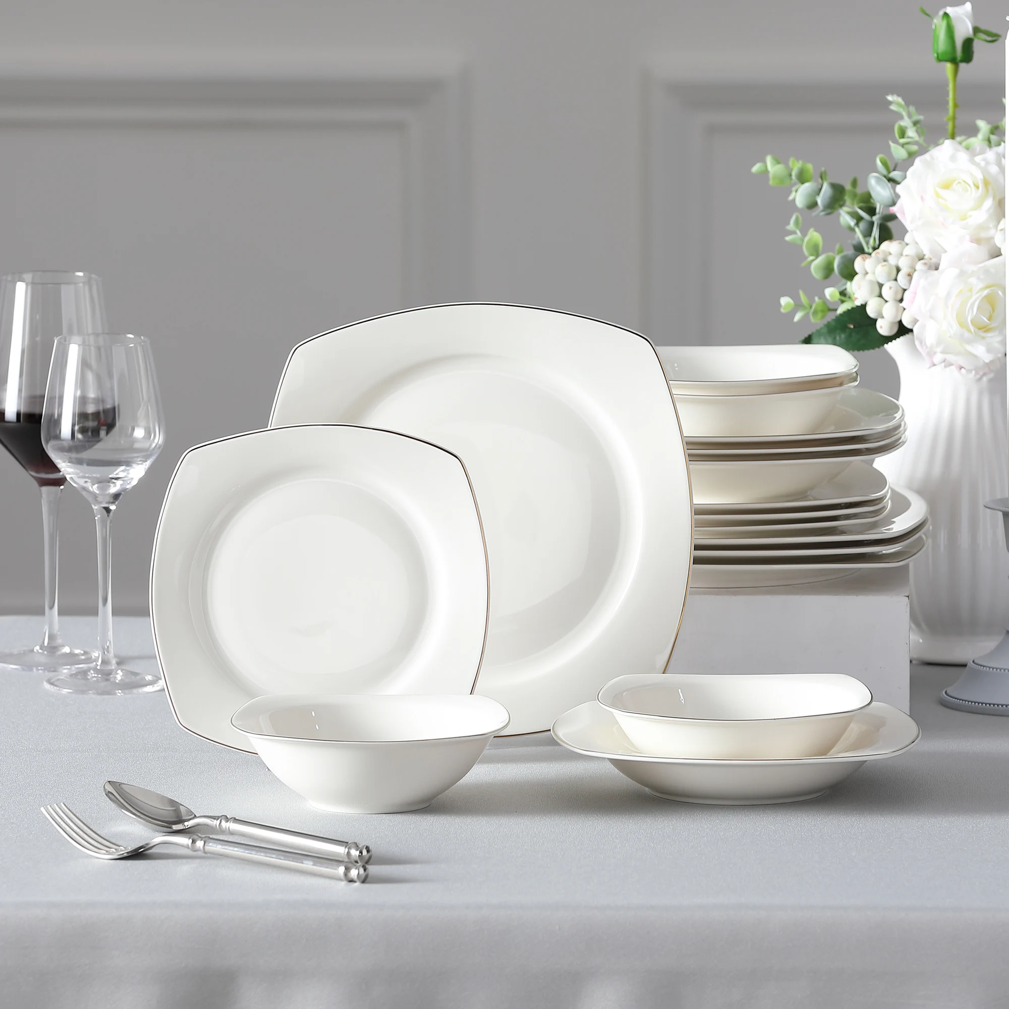Malacasa Rafa16/32-piece Nordic European White Porcelain Tableware Set ...