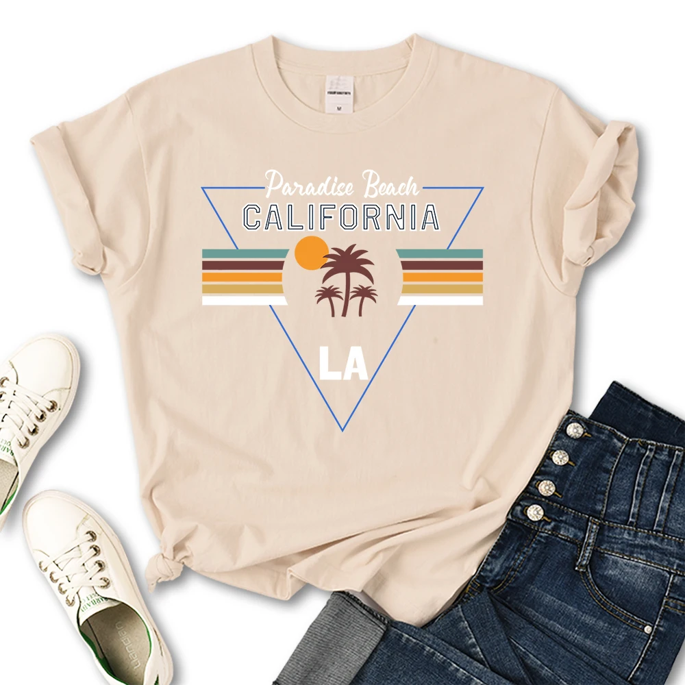 Camisetas estampadas de playa de California, camisetas transpirables de verano para mujer ...