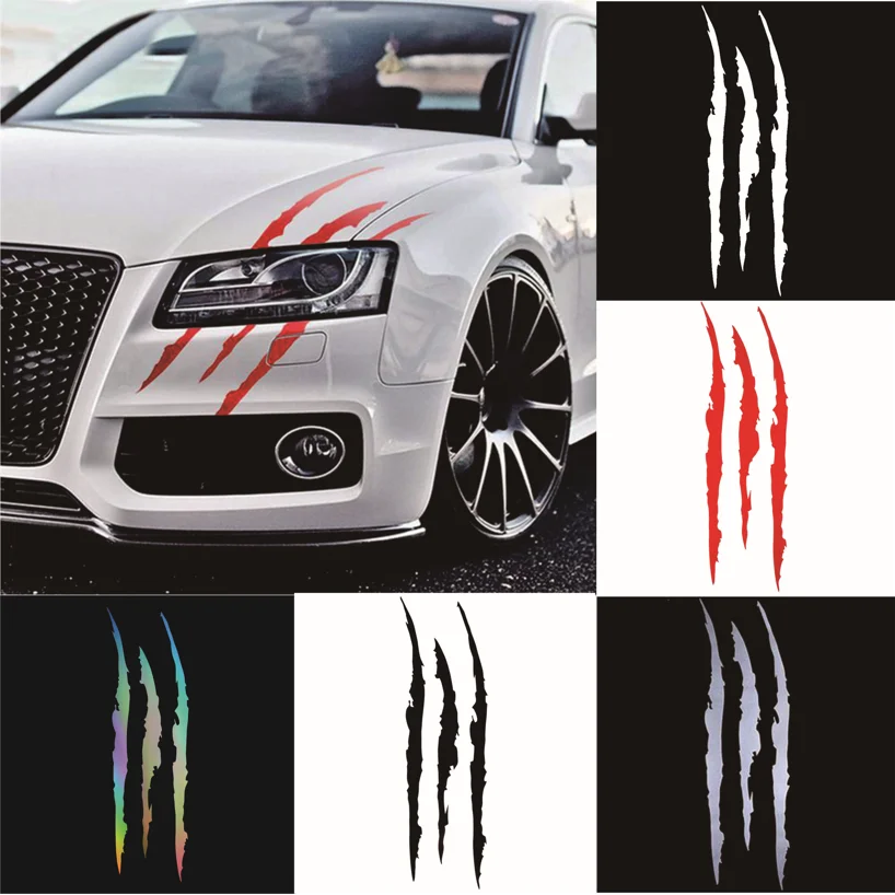 Auto Car Sticker Reflective Monster Claw Scratch Stripe Marks Headlight ...