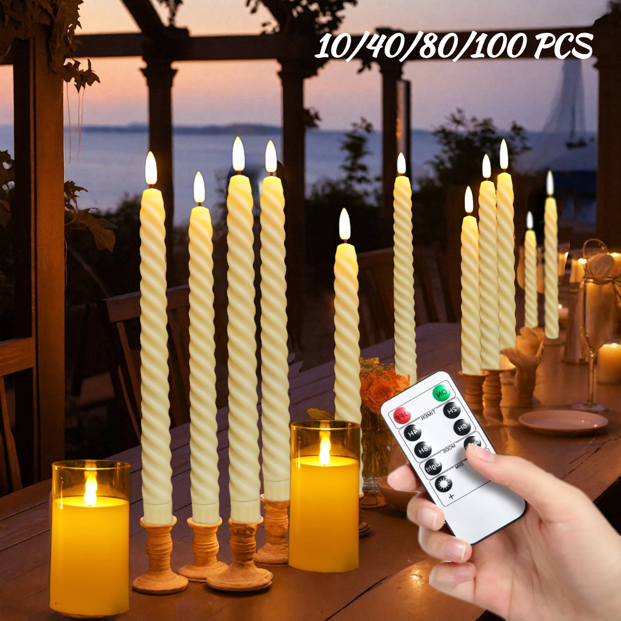 10-100PCS-Flameless-LED-Candles-Battery-Powered-3D-Flickering-Taper ...