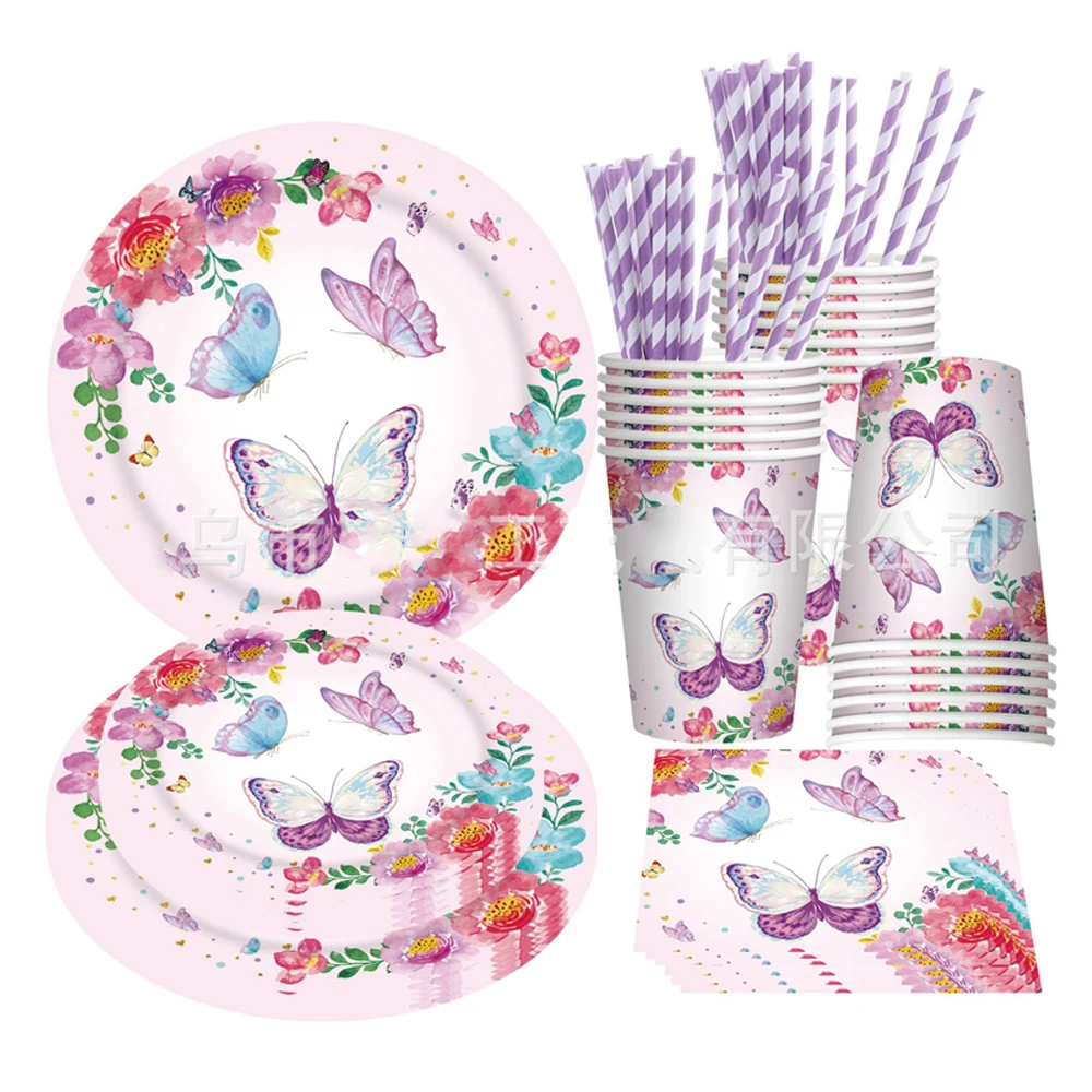 New-Purple-Butterfly-Birthday-Tableware-Happy-Birthday-Party-Wedding ...