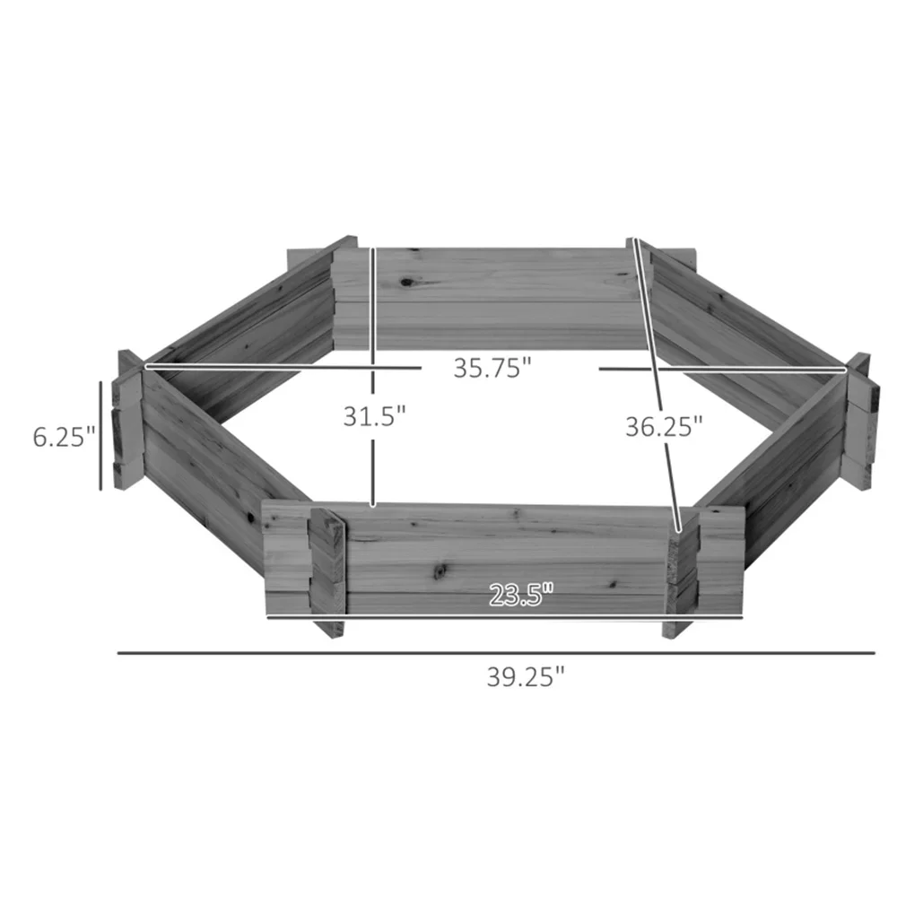 Wooden Raised Garden Bed, Hexagon Screwless Planters for Outdoor Plants ...