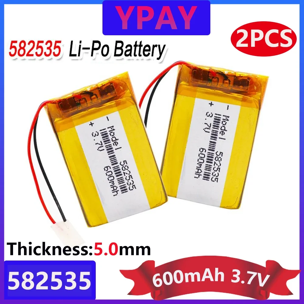 2pcs-3-7-V-582535-600-Mah-MP3-Speakers-Li-ion-Battery-Smart-Home ...